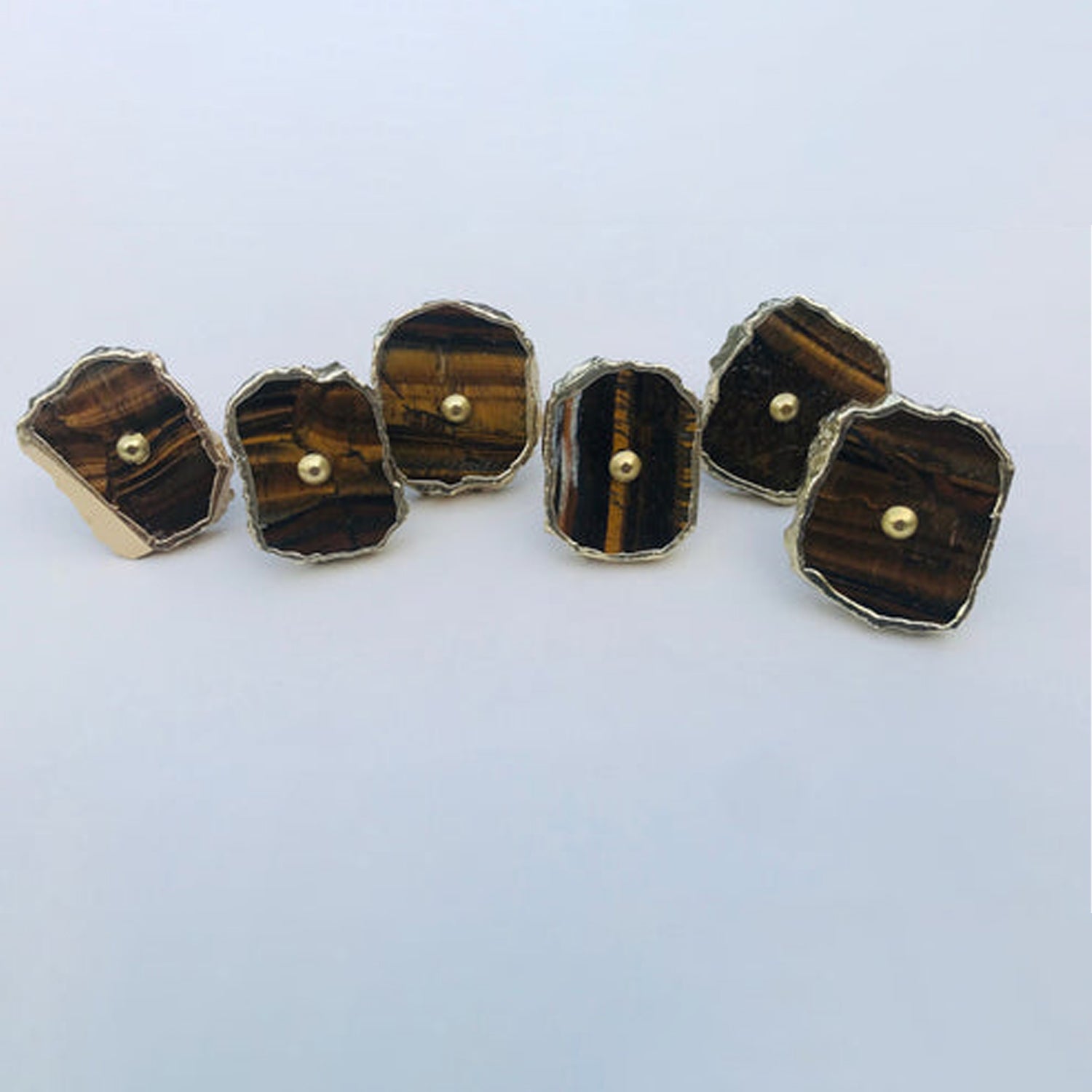 Set of 6 Tiger Agate Gemstone/Agate Classic Vintage Finish Cabinet Dra ...